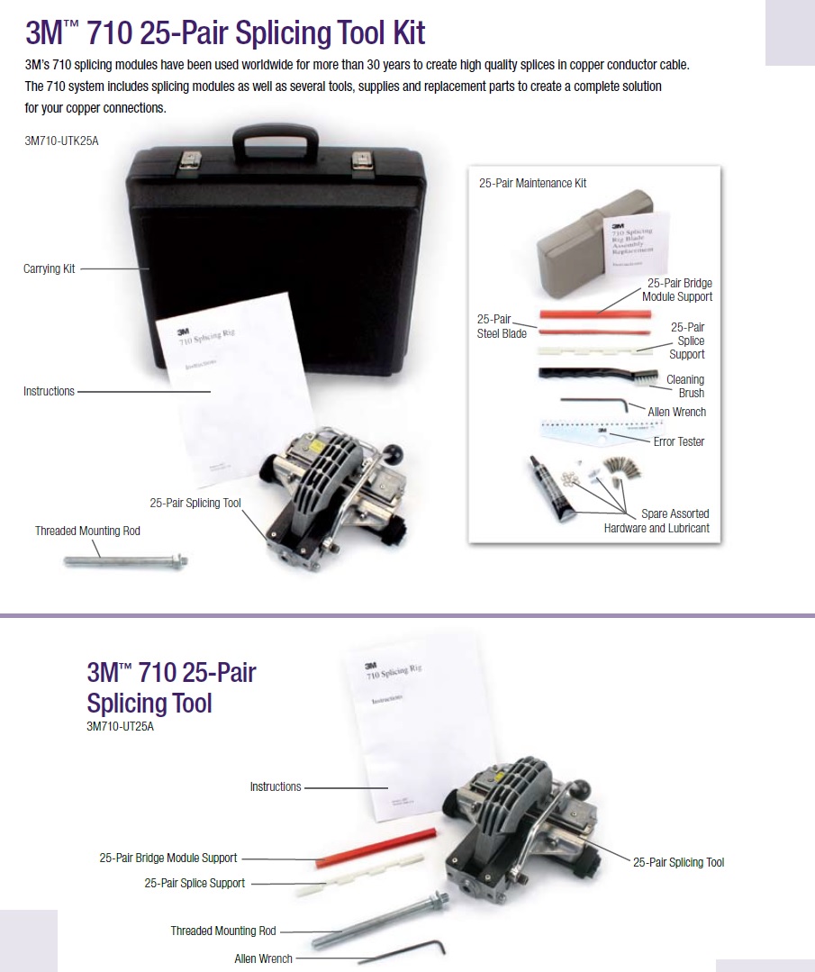 3M 710 Splicing Rig Kit 25 pair, Bakır Kablo Ekleri içinTaraklı Pres ...